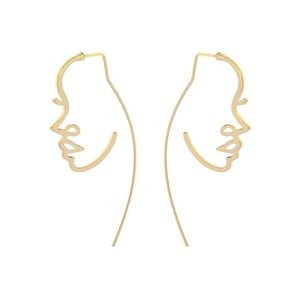 Jewelry | Trendy Gold Women Face Side Profile Wire Earrings | Poshmark